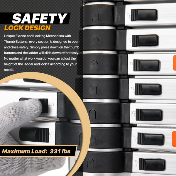 WFX Utility™ Jacksonview 10.6Ft Aluminum Telescoping Ladder, 330lbs ...