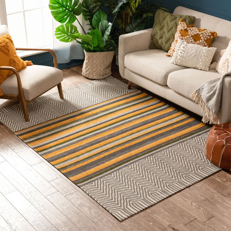 Well Woven Machine Woven / Power Loomed Beige/Gold Rug | Wayfair