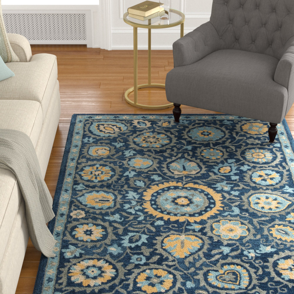 Charlton Home® Dipietro Handmade Tufted Wool Blue Rug & Reviews | Wayfair