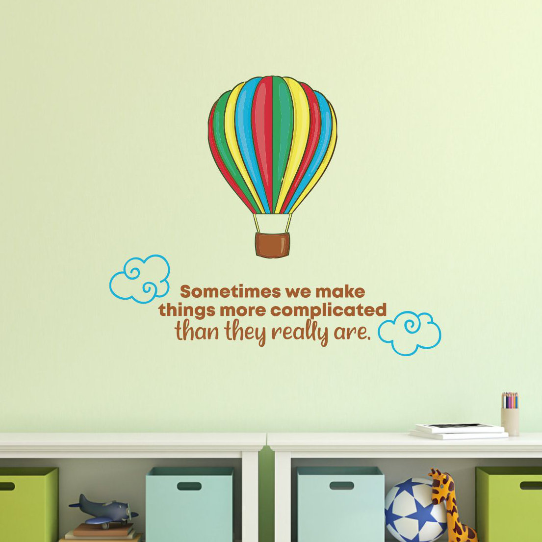 Zoomie Kids Complicated Hot Air Balloon Vinyl Wall Decal | Wayfair