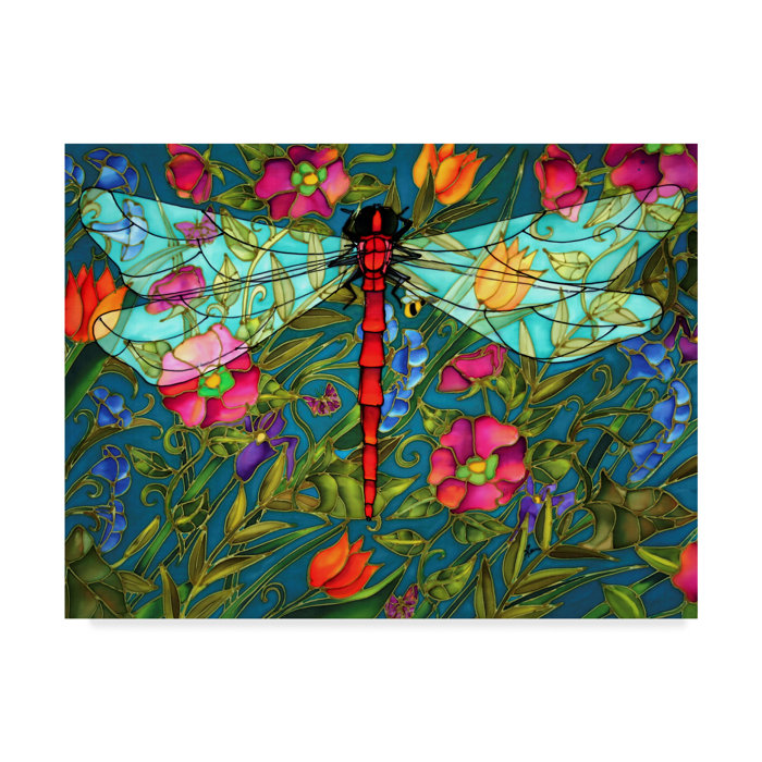 Trademark Art 'Red Dragonfly' Acrylic Painting Print on Wrapped Canvas ...