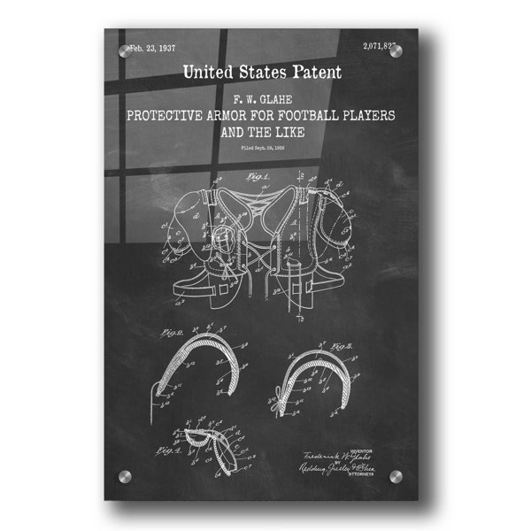 17 Stories Protective Armor For Football Blueprint Patent Chalkboard ...