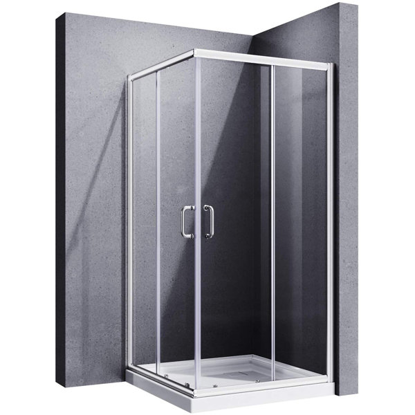 VTI 35" - 36" W x 72" H Double Sliding Framed Square Shower Enclosure ...