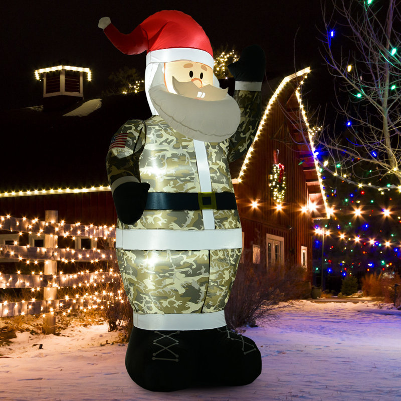 The Holiday Aisle® Military Camo Santa Claus Inflatable & Reviews | Wayfair