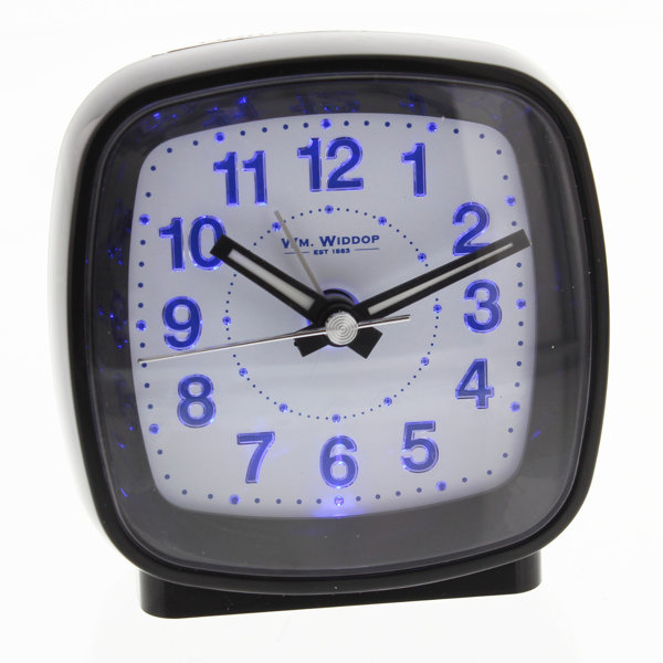 Wm Widdop Analog Battery-Operated Alarm Tabletop Clock in Black ...