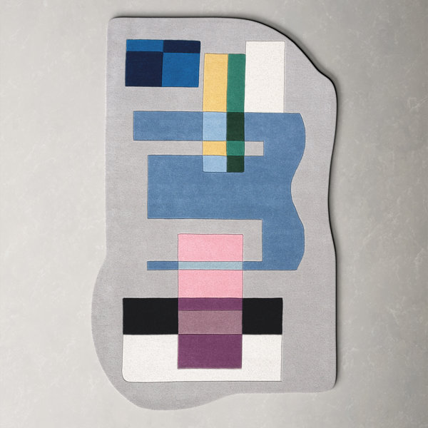 AllModern Darick Handmade Hand Tufted Pink/Blue/Gray Rug | Wayfair