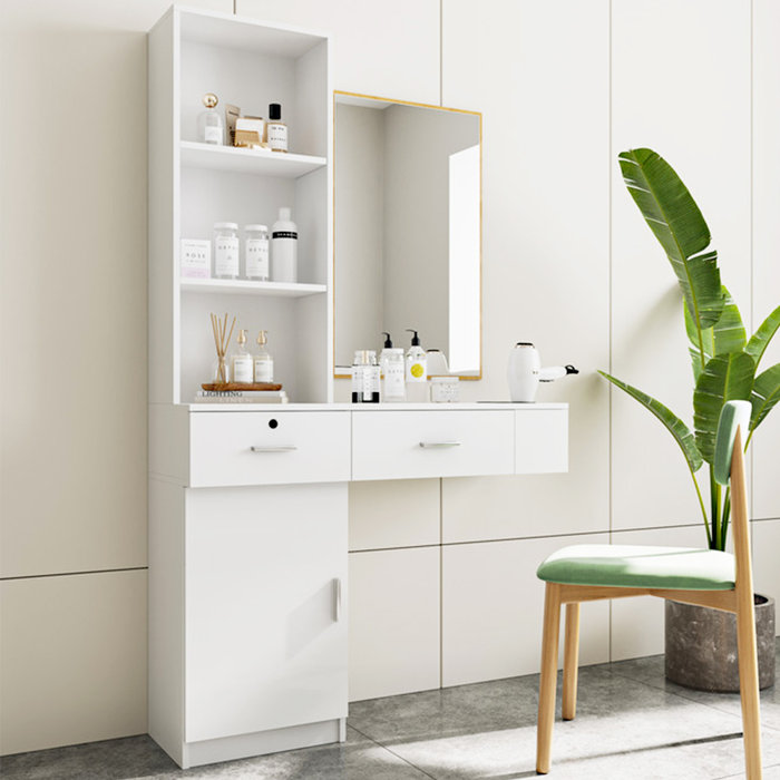 Latitude Run® Brizeyda Wall-Mount Makeup Vanity Dressing Table with ...