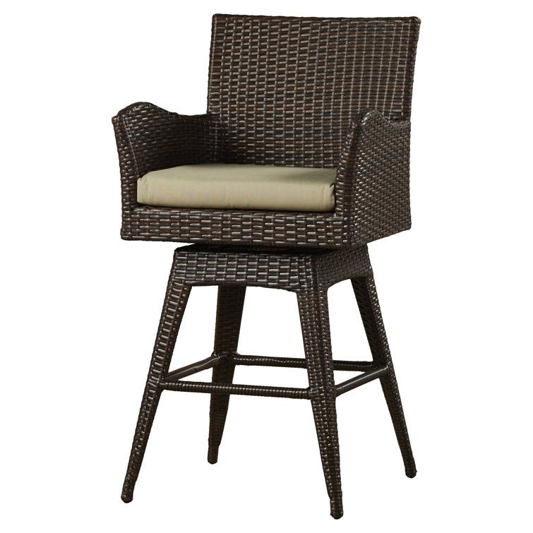 Ebern Designs Kost 27" Patio Bar Stool with Cushion & Reviews | Wayfair