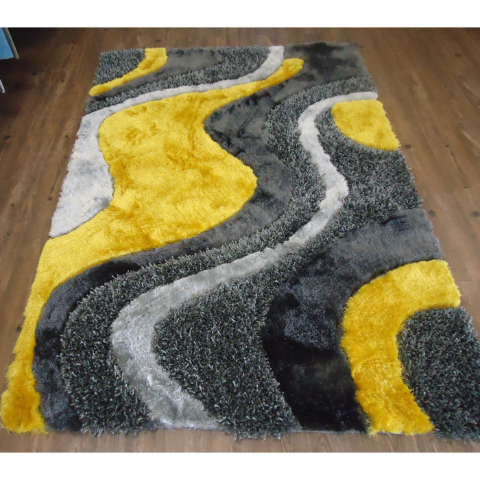Red Barrel Studio® Nevin Handmade Performance Gray And Yellow Rug ...