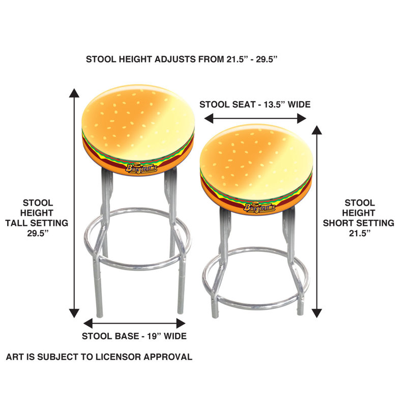 Arcade1up Burgertime Adjustable Height Bar and Arcade Stool | Wayfair