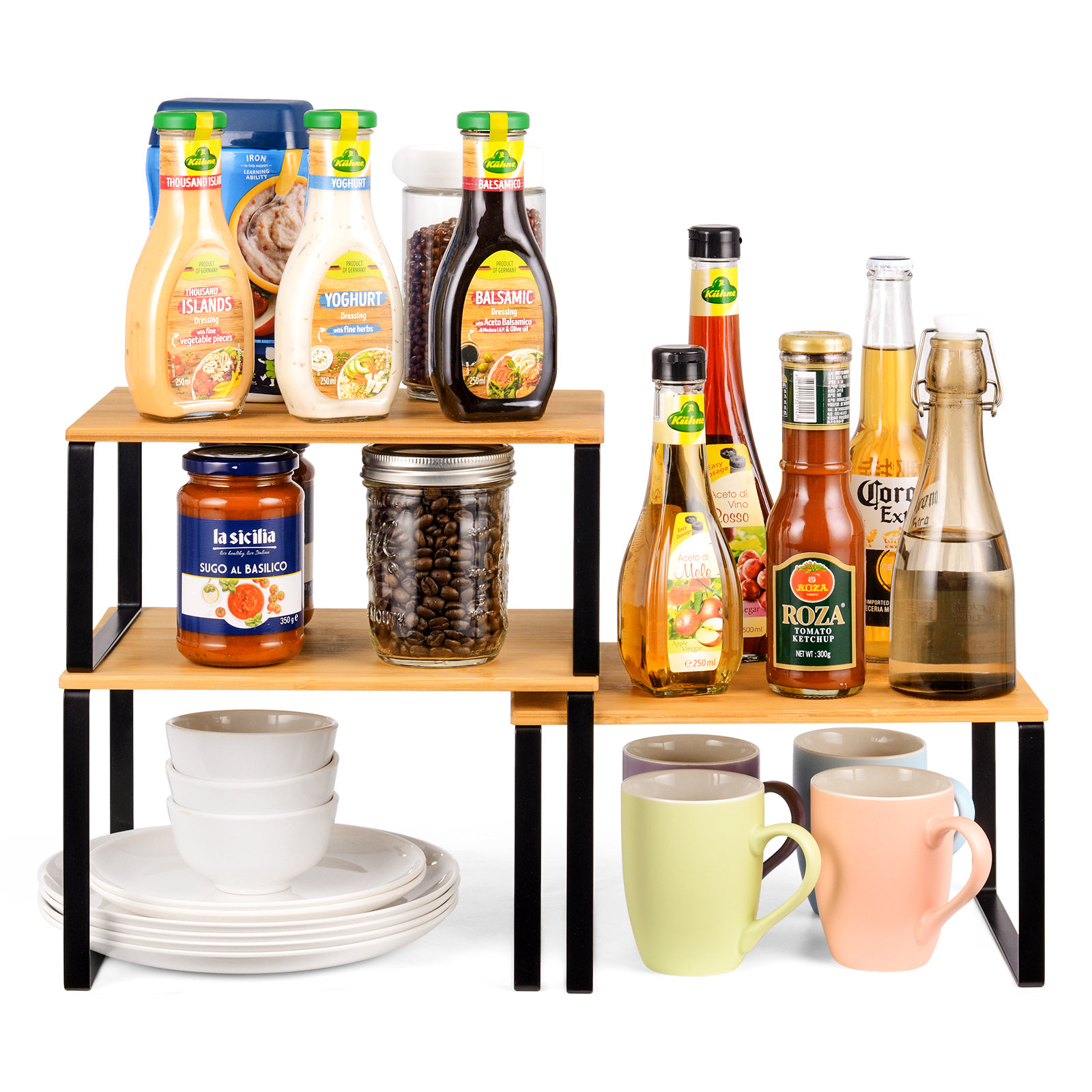 Latitude Run® Cabinet Rack Storage Rack Kitchen Counter Rack Stacking ...