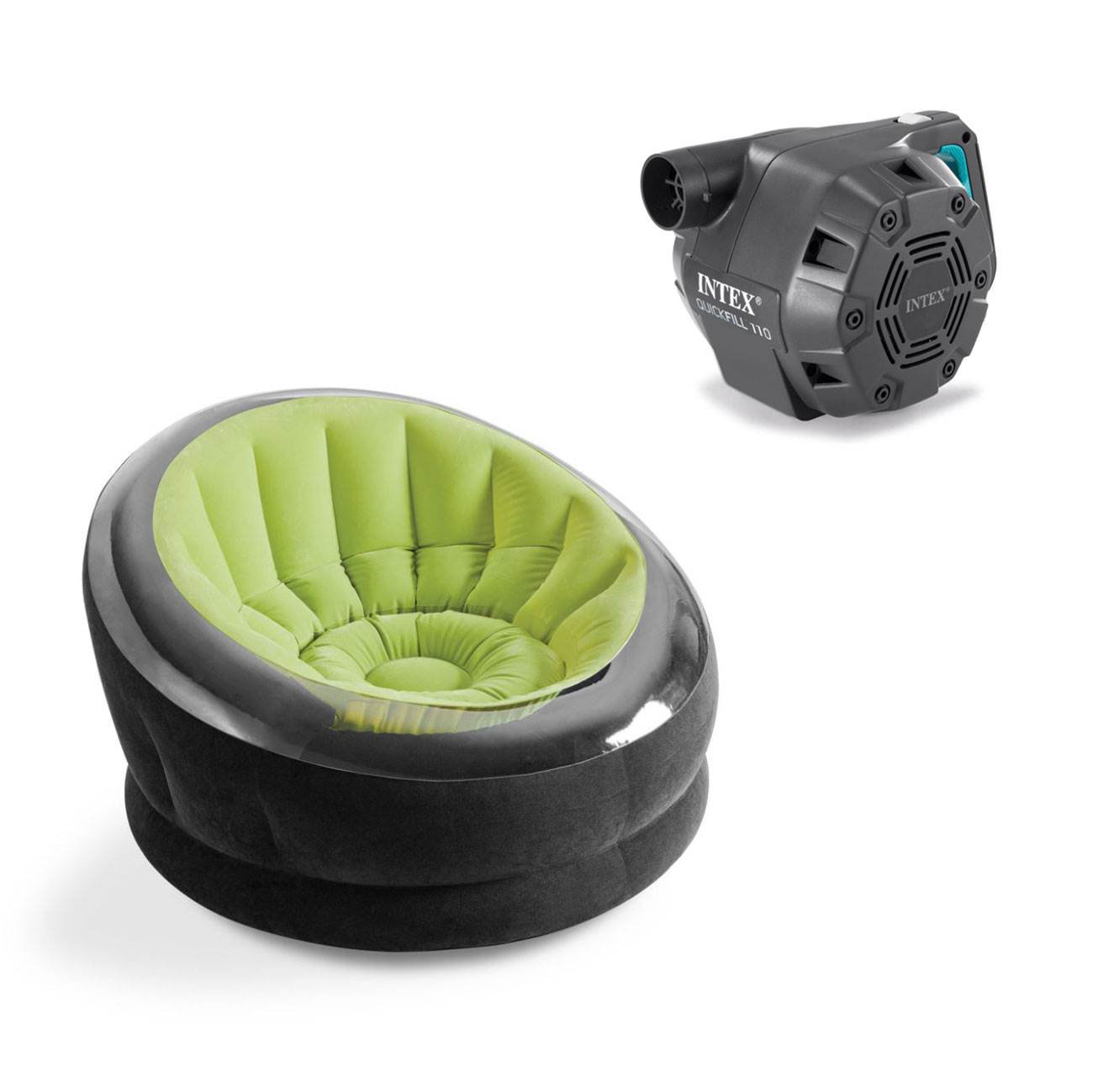 Intex Empire Inflatable Lounge Chair, Lime Green & Intex 120V Electric ...