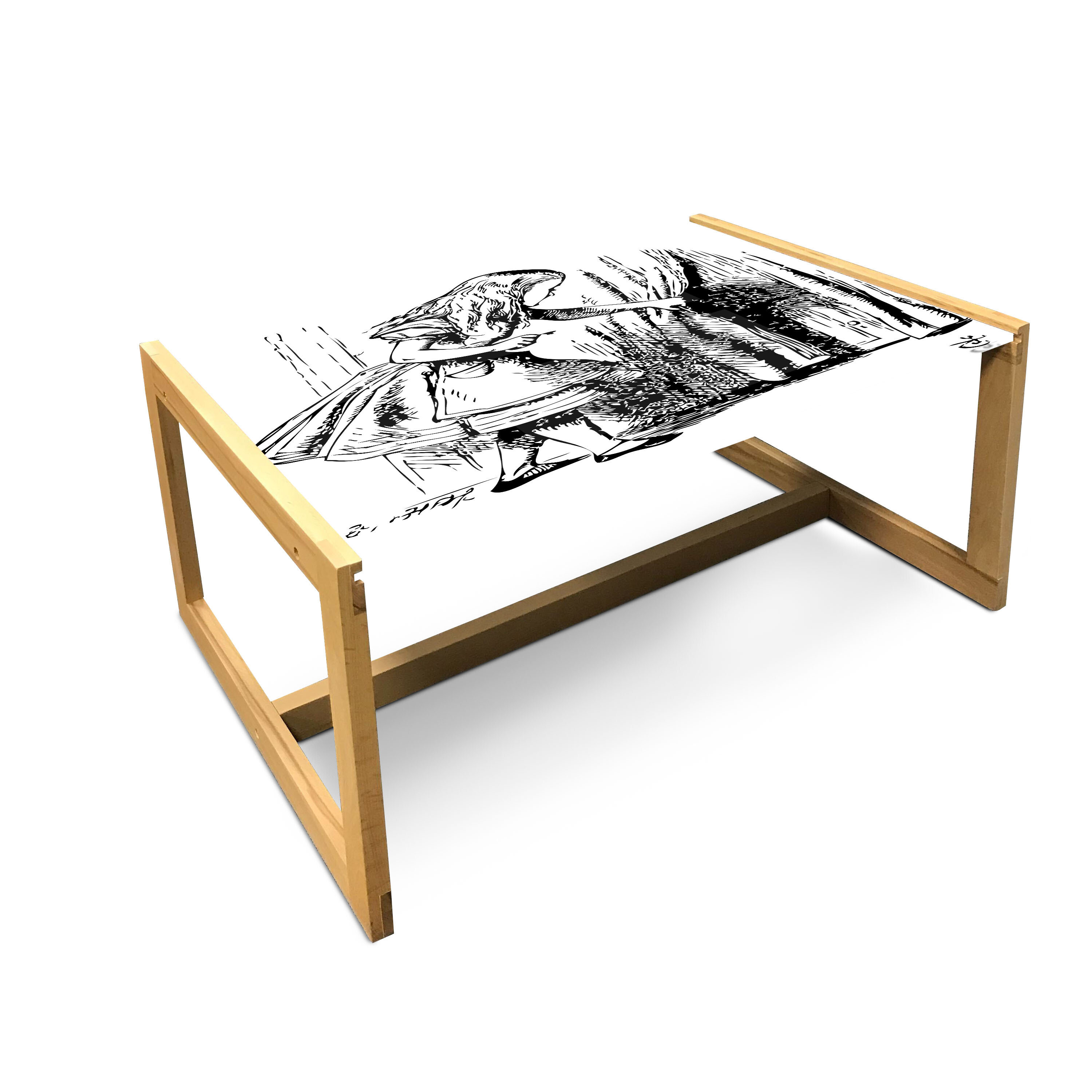 East Urban Home Alice In Wonderland Coffee Table, Black And White Alice ...