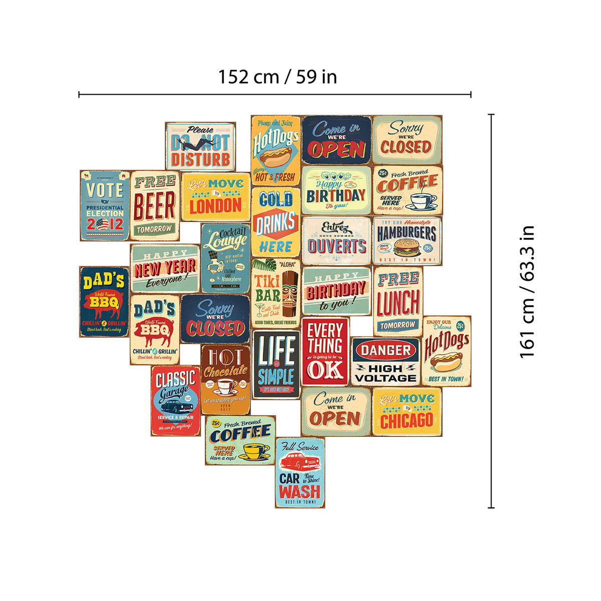 Ebern Designs Vintage Metal Sign Wall Decal Set & Reviews | Wayfair