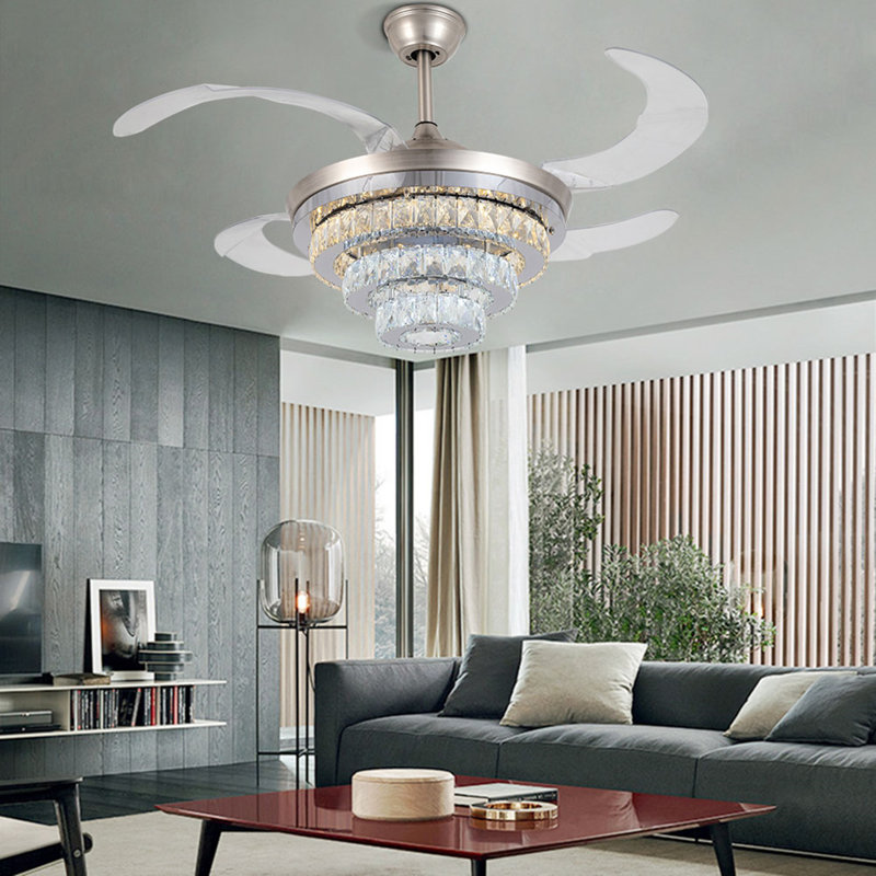 House of Hampton® Munsinn Crystal Fandelier Ceiling Fan Chandelier 42 ...