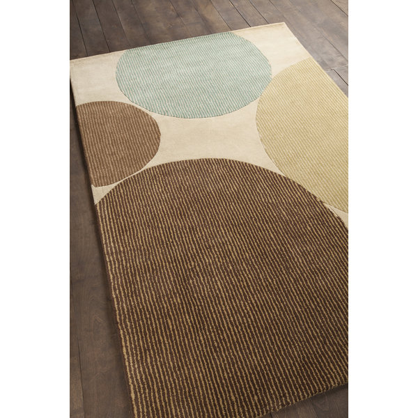 Corrigan Studio® Iric Geometric Handmade Tufted Wool Area Rug in White ...