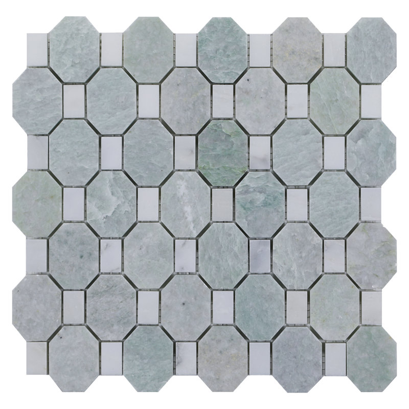 Symple Stuff Adwolf Elongated Octagon Ming Green Marble Mosaic Wall ...