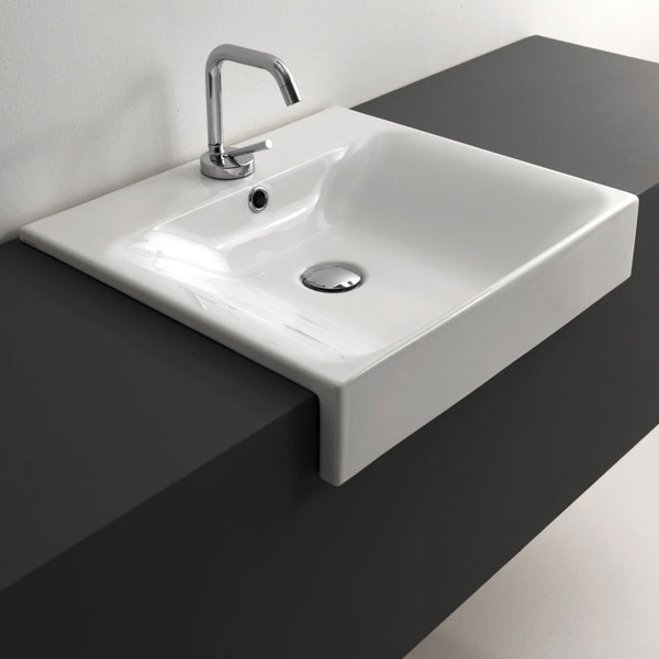 WS Bath Collections Cento Ceramic Rectangular Semi-Recessed Vessel ...