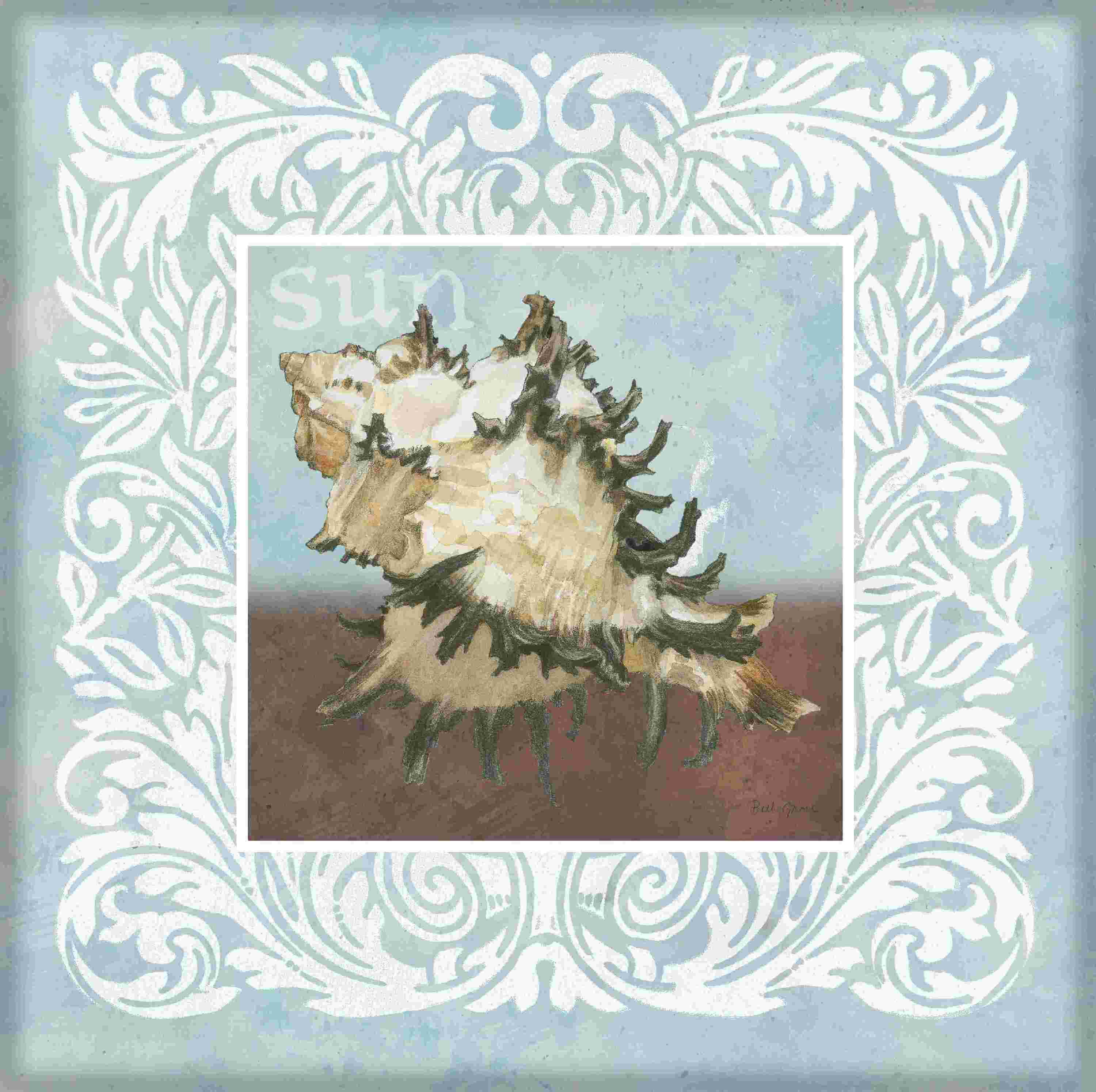 Highland Dunes Sandy Shells Blue Spikey by Beth Grove - on | Wayfair