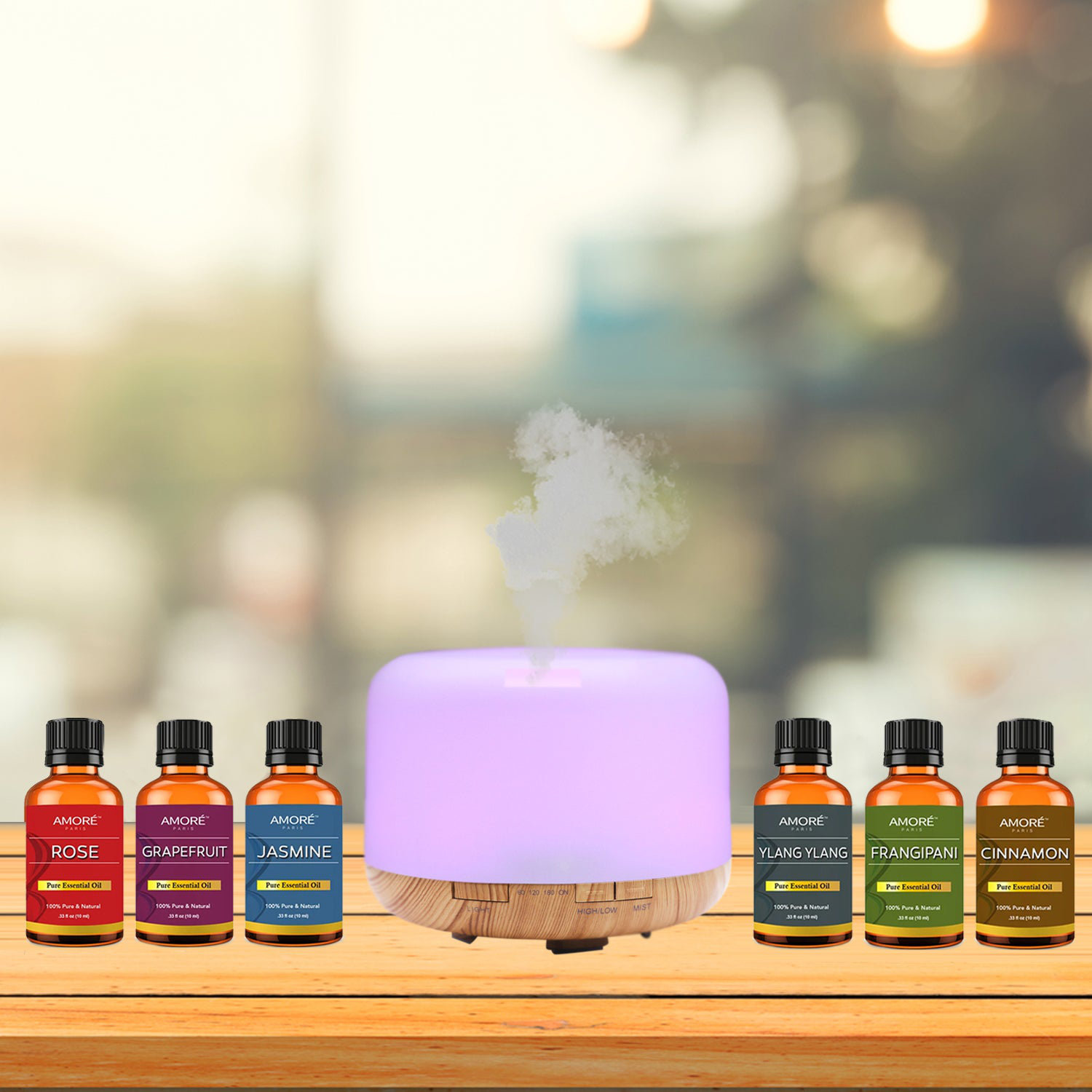 Amore Paris 5 in 1 Premium Ultrasonic Aromatherapy Diffuser with ...