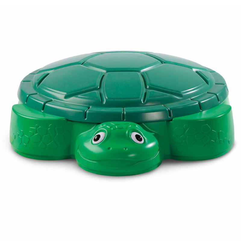 Little Tikes Turtle 43.25" x 12" Plastic Green Sandbox with Cover ...