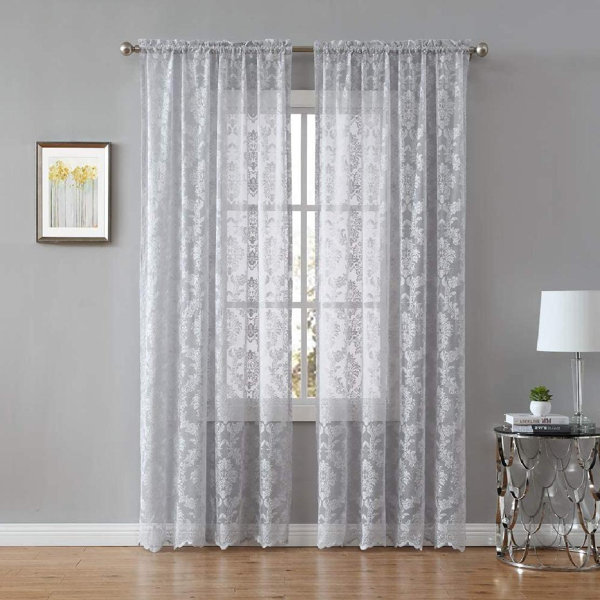 Charlton Home® Pair Of Knitted Lace Curtains . Drapes Let The Light ...