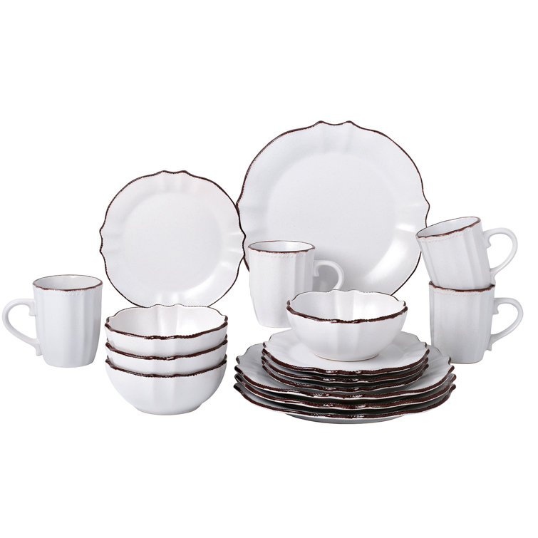 Lorren Home Trends Porcelain China Dinnerware - Set of 16 | Wayfair