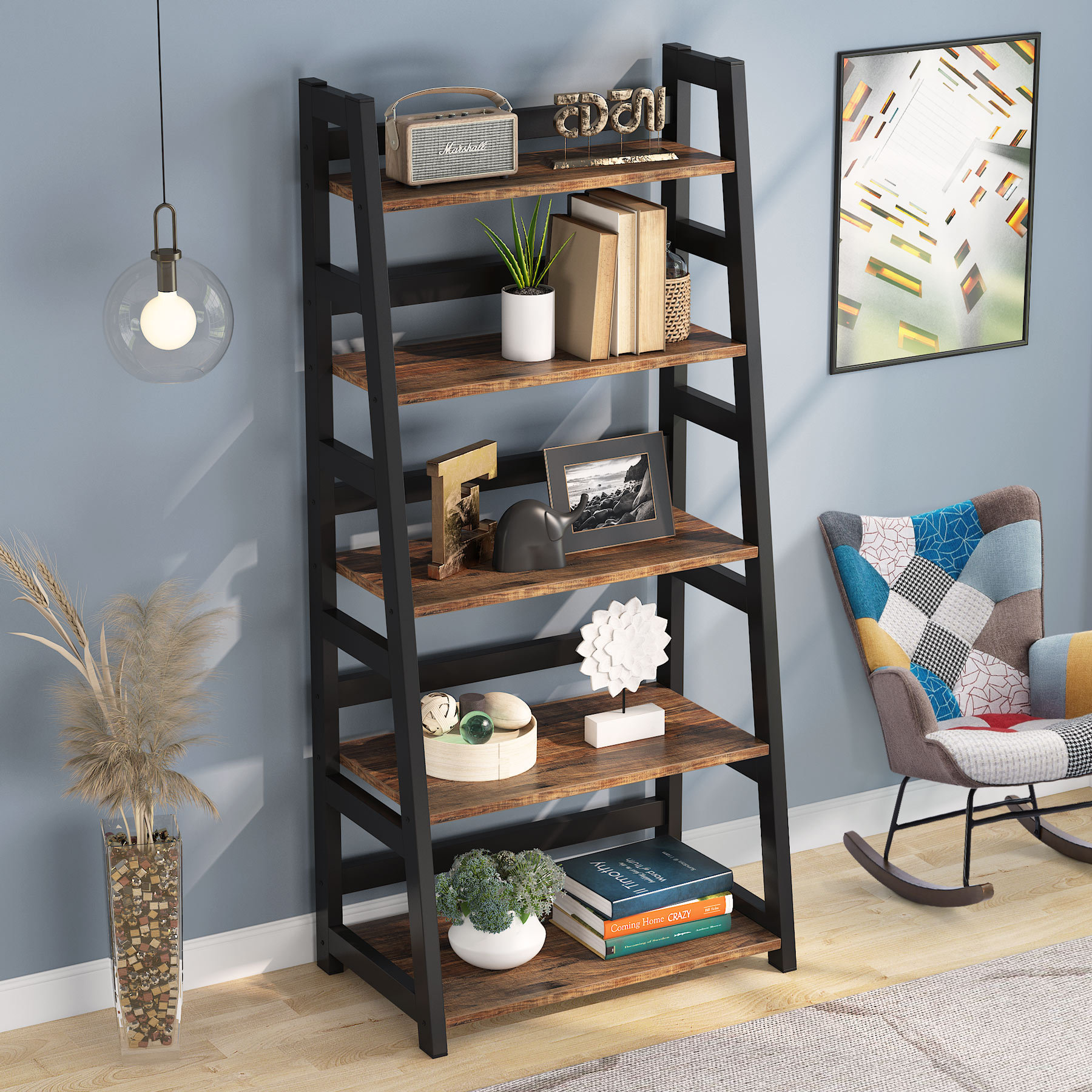 Latitude Run® Fatoumata 56.49'' H x 23.62'' W Steel Ladder Bookcase ...