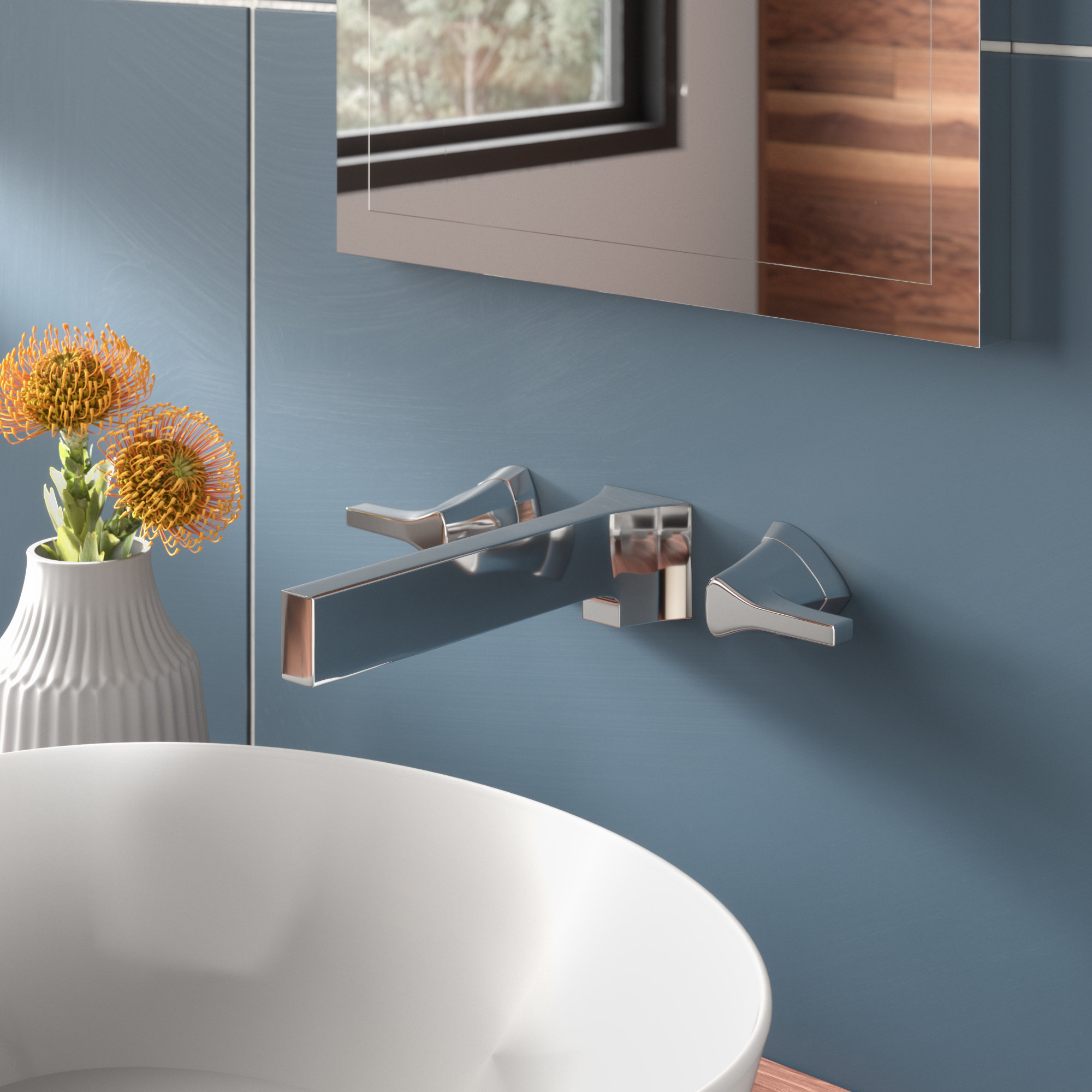 Delta Zura Wall Mounted Faucet 2-handle Bathroom Faucet | Wayfair