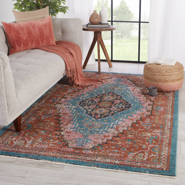 Bungalow Rose Zoeller Rust/Teal Rug & Reviews | Wayfair