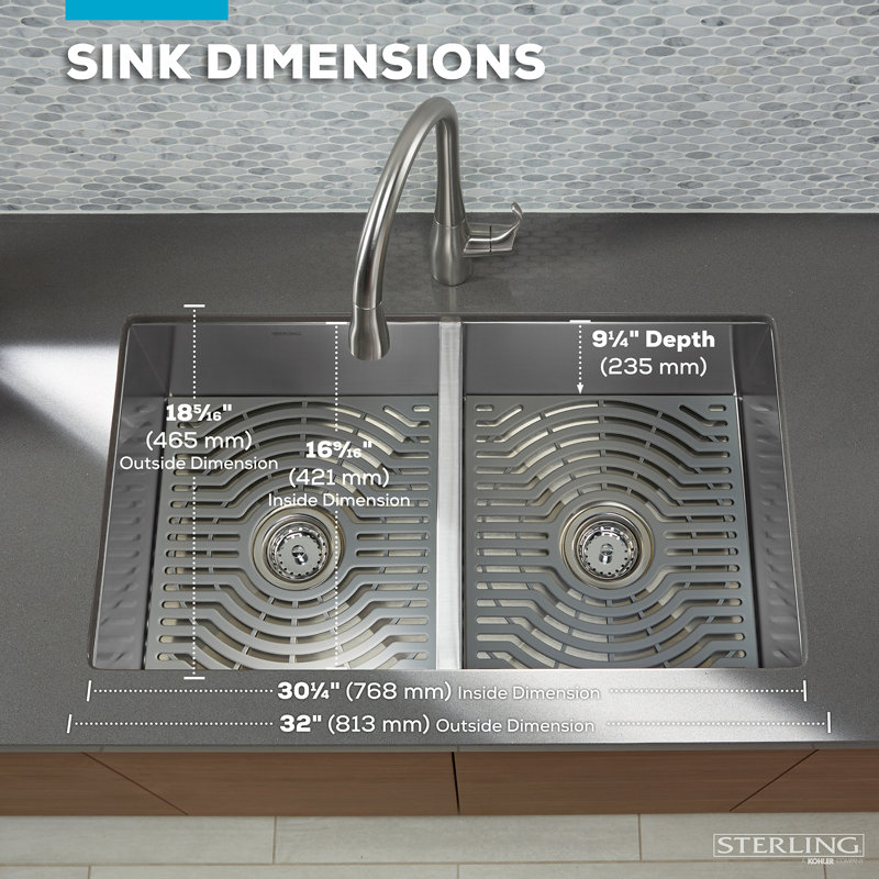 Sterling by Kohler Ludington Under-Mount Double Equal Kitchen Sink with ...