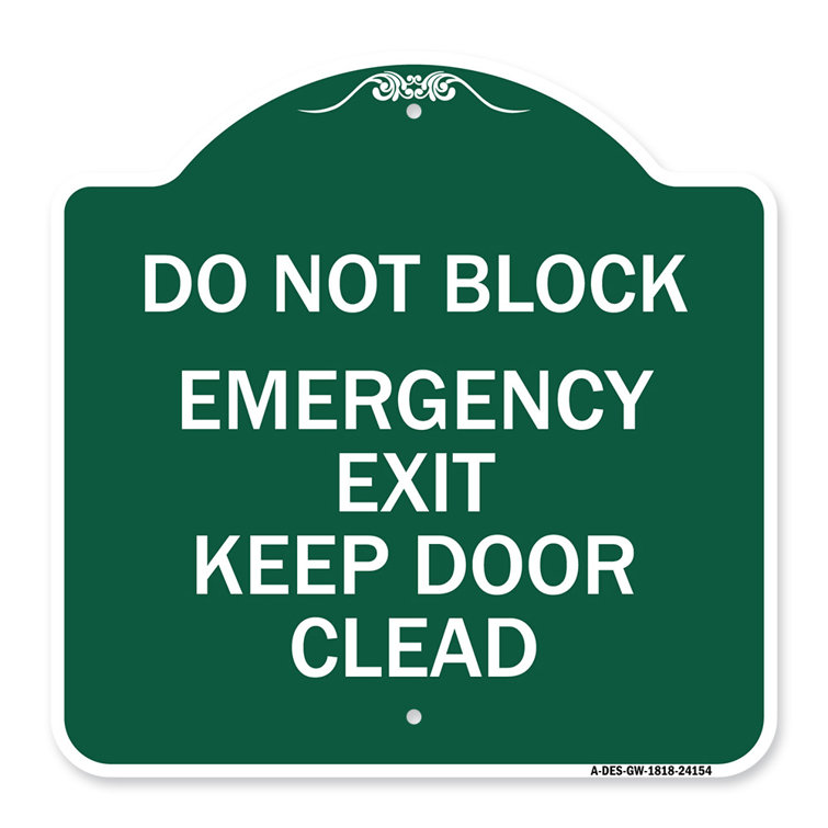 Signmission Designer Series Sign - Do Not Block, Emergency Exit Door ...