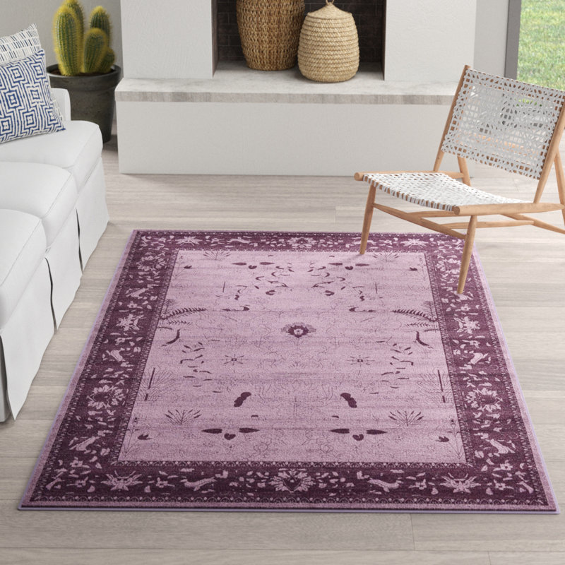Bungalow Rose Godina Floral Violet Area Rug & Reviews | Wayfair