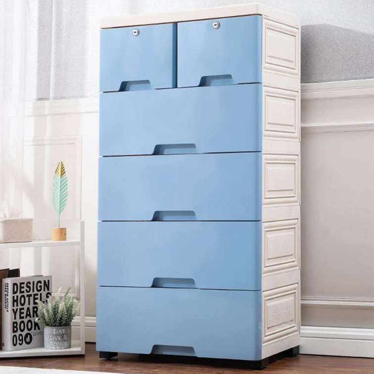 Rebrilliant Plastic Drawers Dresser Storage Cabinet With 6 Drawers ...