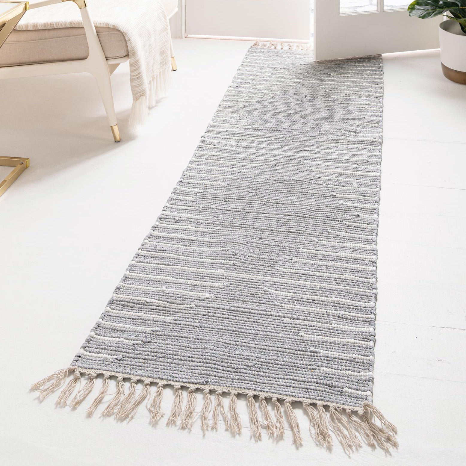 Laurel Foundry Modern Farmhouse Handmade Hand Loomed Cotton Gray/White ...