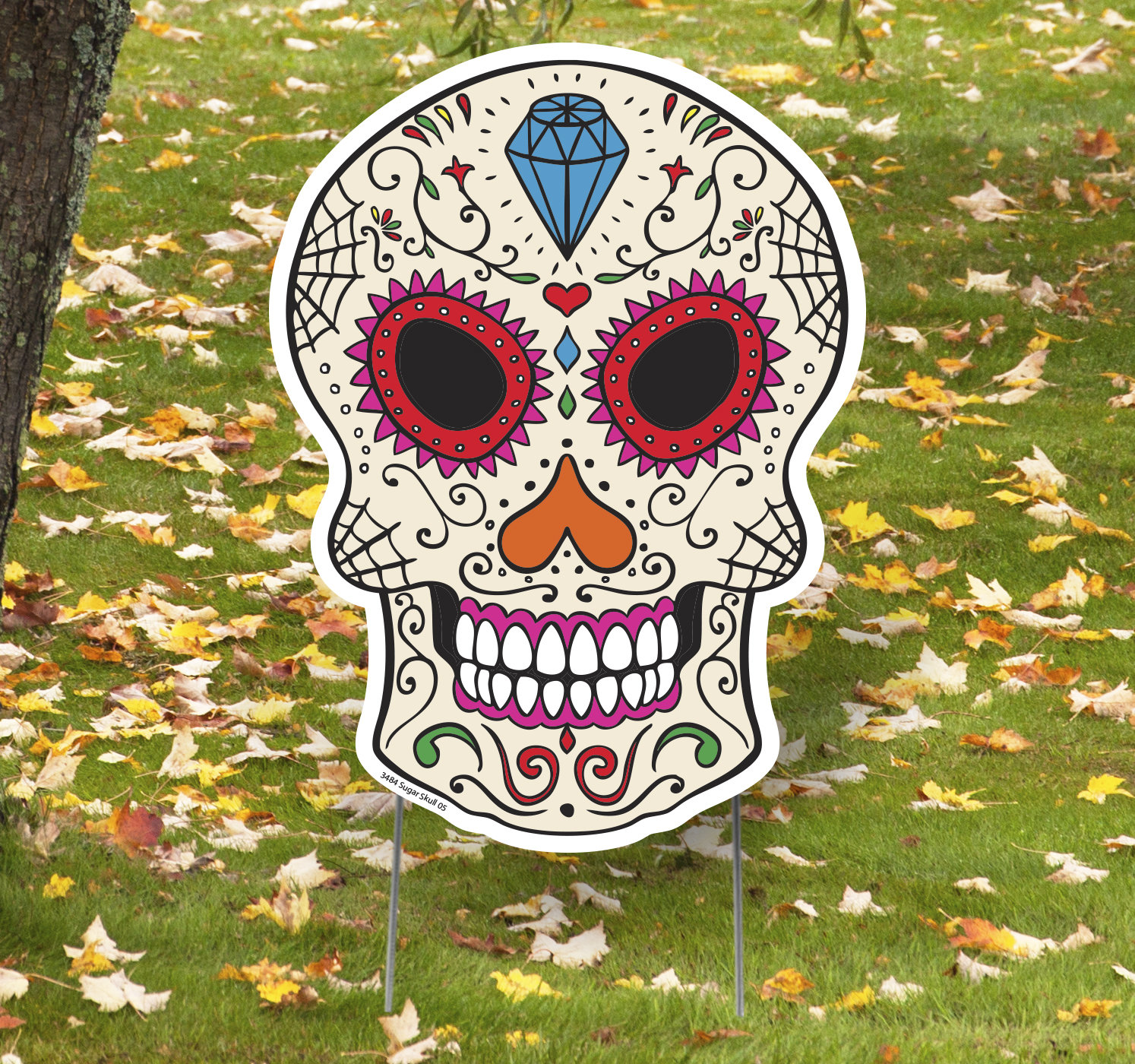 The Holiday Aisle® Sugar Skull 5 - Gem Yard Sign Garden Stake | Wayfair
