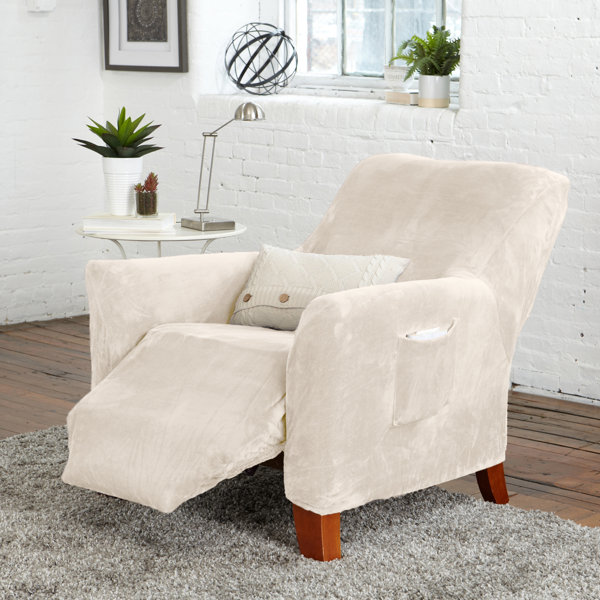 Winston Porter Housse extensible pour fauteuil inclinable en velours ...
