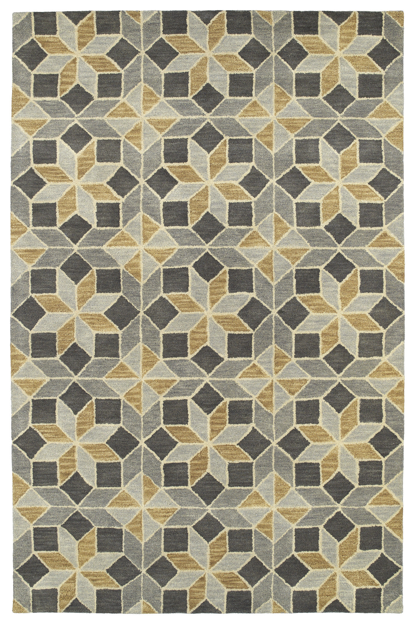 George Oliver Dresden Geometric Handmade Tufted Wool Area Rug in Gray ...