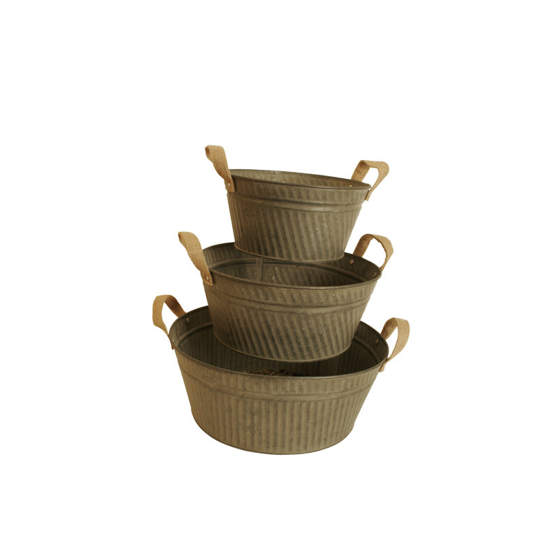 August Grove® 3 Piece Metal/Wire Bucket Set | Wayfair
