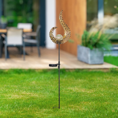 Exhart Solar Metal Filigree Open Flame Torch Garden Stake, 6.5 by 35.5 ...