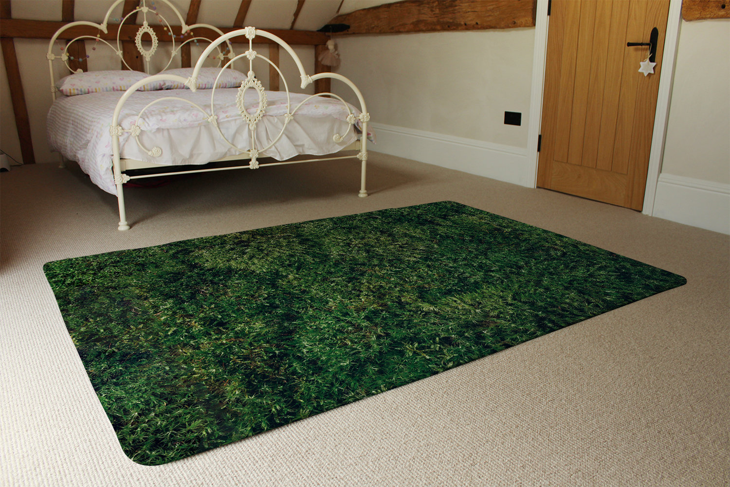 East Urban Home Jainee Natural Moss Shaggy Green Rug | Wayfair.co.uk