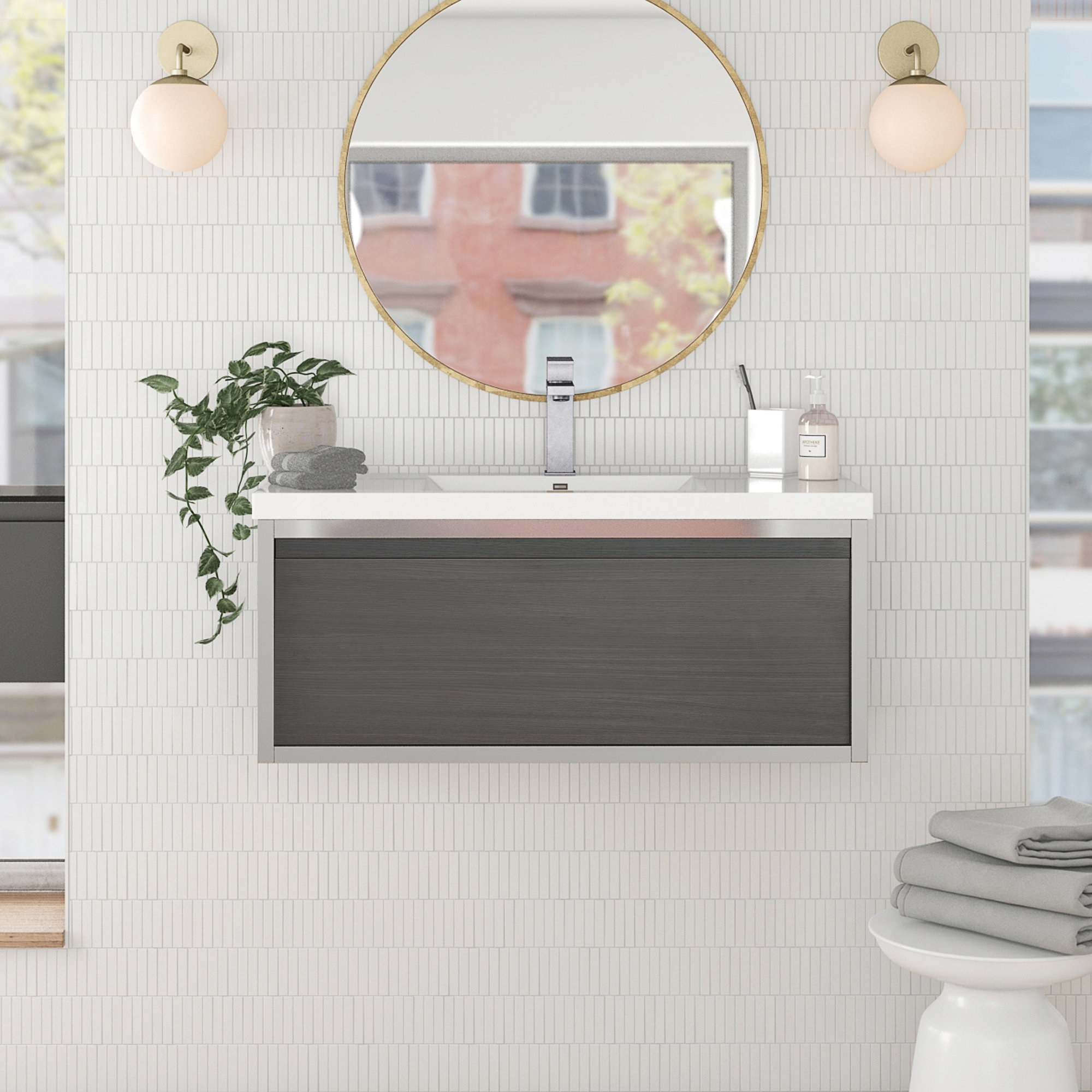 Wade Logan® Boswick 42 Wall Mounted Single Bathroom Vanity Set Wayfair