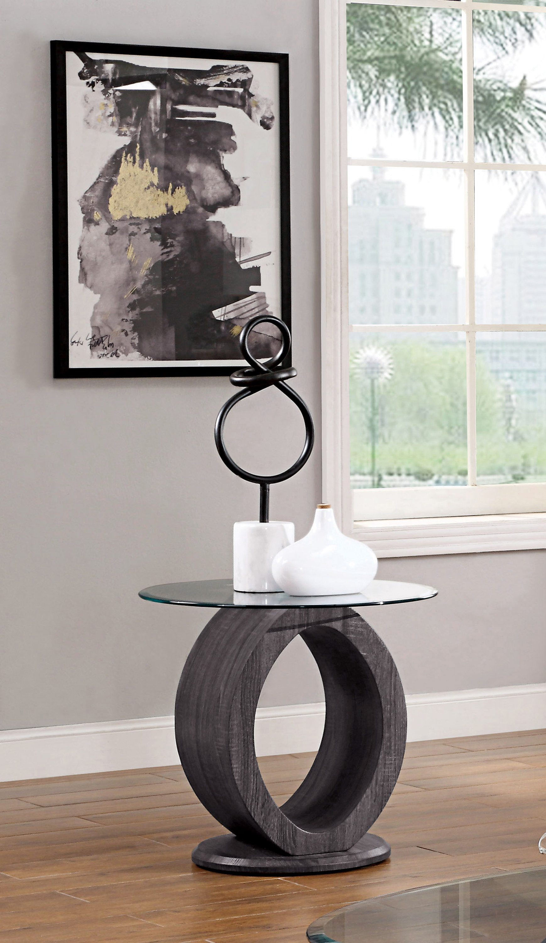 Ebern Designs Rehberg 21.88'' Tall Glass Abstract End Table & Reviews ...