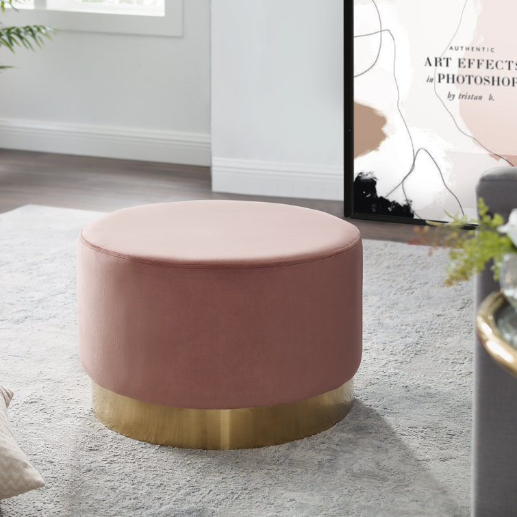 Everly Quinn Amundson 21.65'' Wide Velvet Round Cocktail Ottoman ...