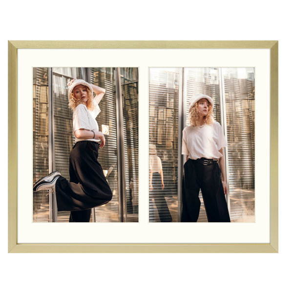 Hokku Designs Ashyr Collage Picture Frame, Aluminum Frame with Ivory ...