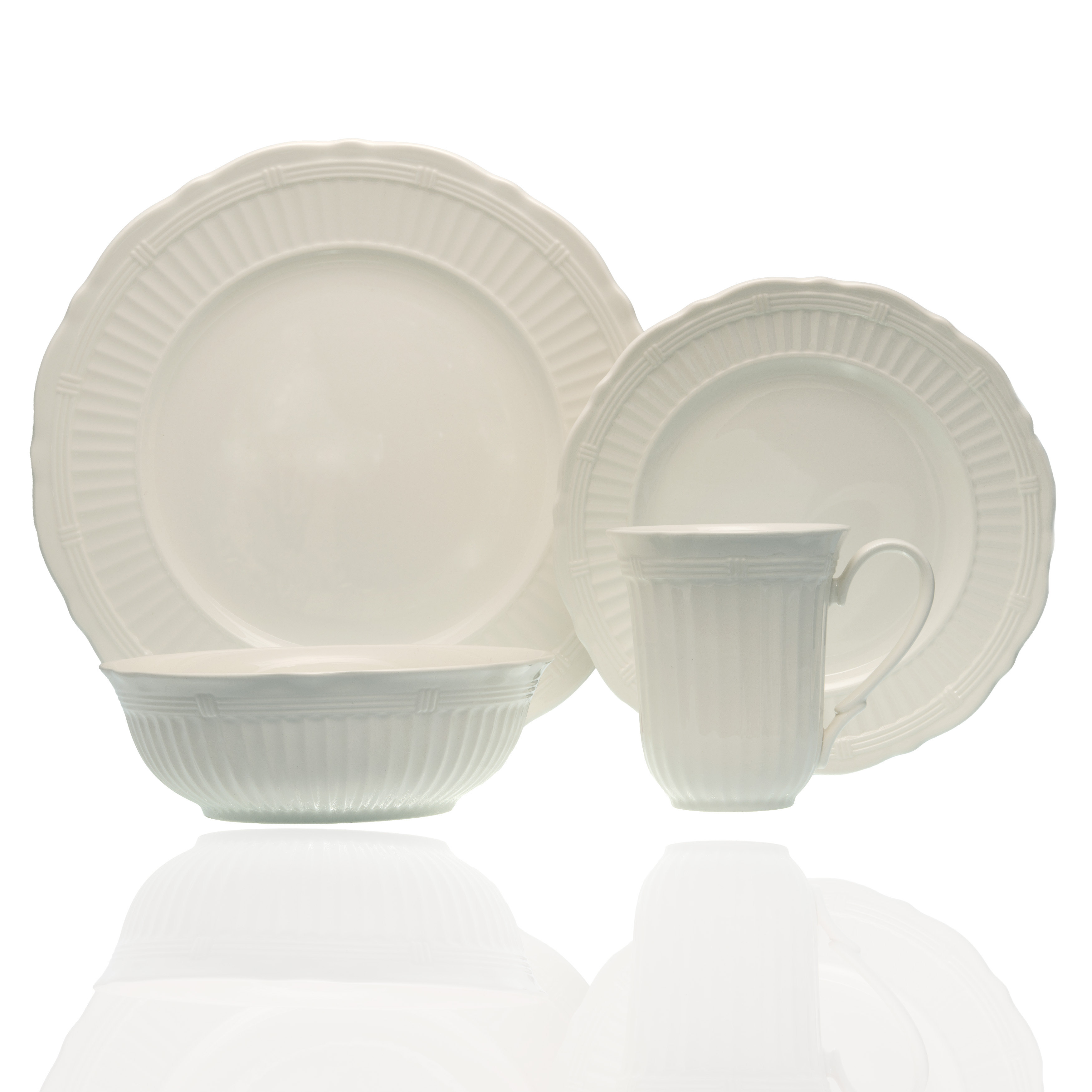 Red Vanilla Tuscan Villa Pin-Fired Ironstone Dinnerware - Set of 16 ...
