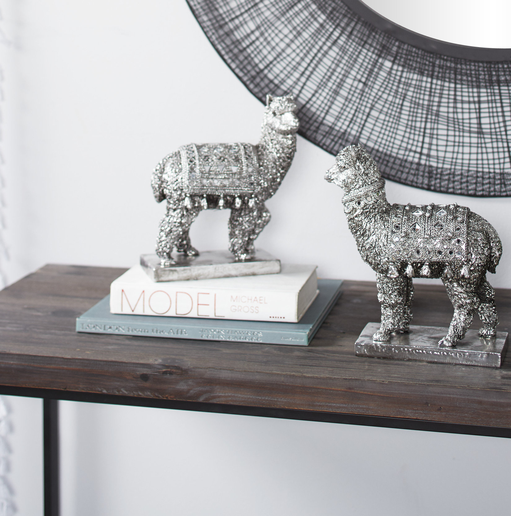 World Menagerie 2 Piece Debbi Textured Resin Metallic Llama Figurine ...