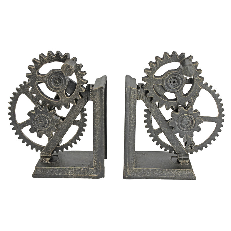 Design Toscano Industrial Gear Sculptural Iron Bookends & Reviews | Wayfair