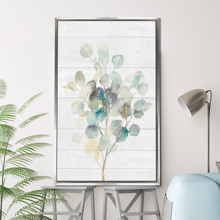 Ebern Designs Eucalyptus III On Shiplap - Print on Canvas | Wayfair