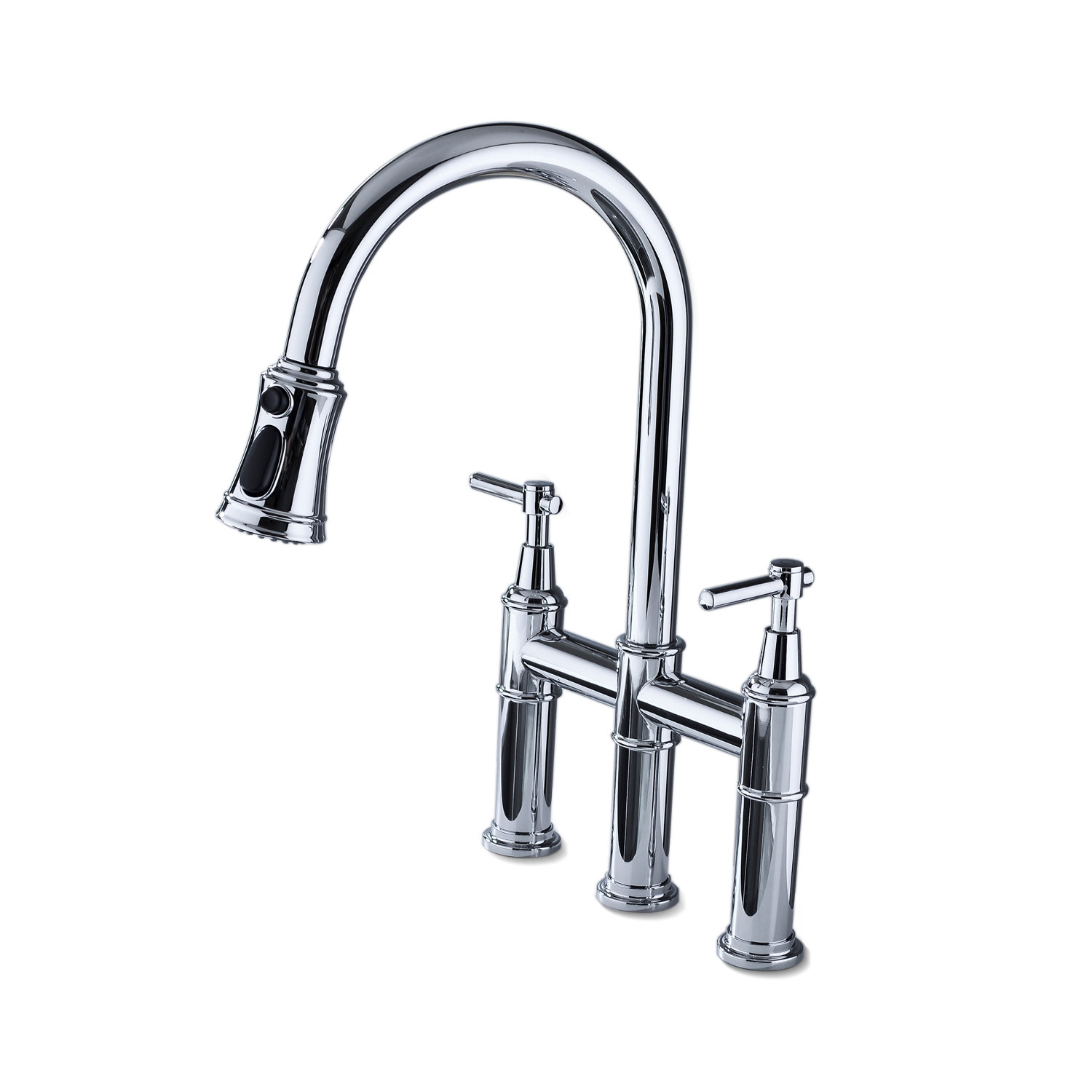 HHK HOME Bridge Pull Down Double Handle Kitchen Faucet | Wayfair